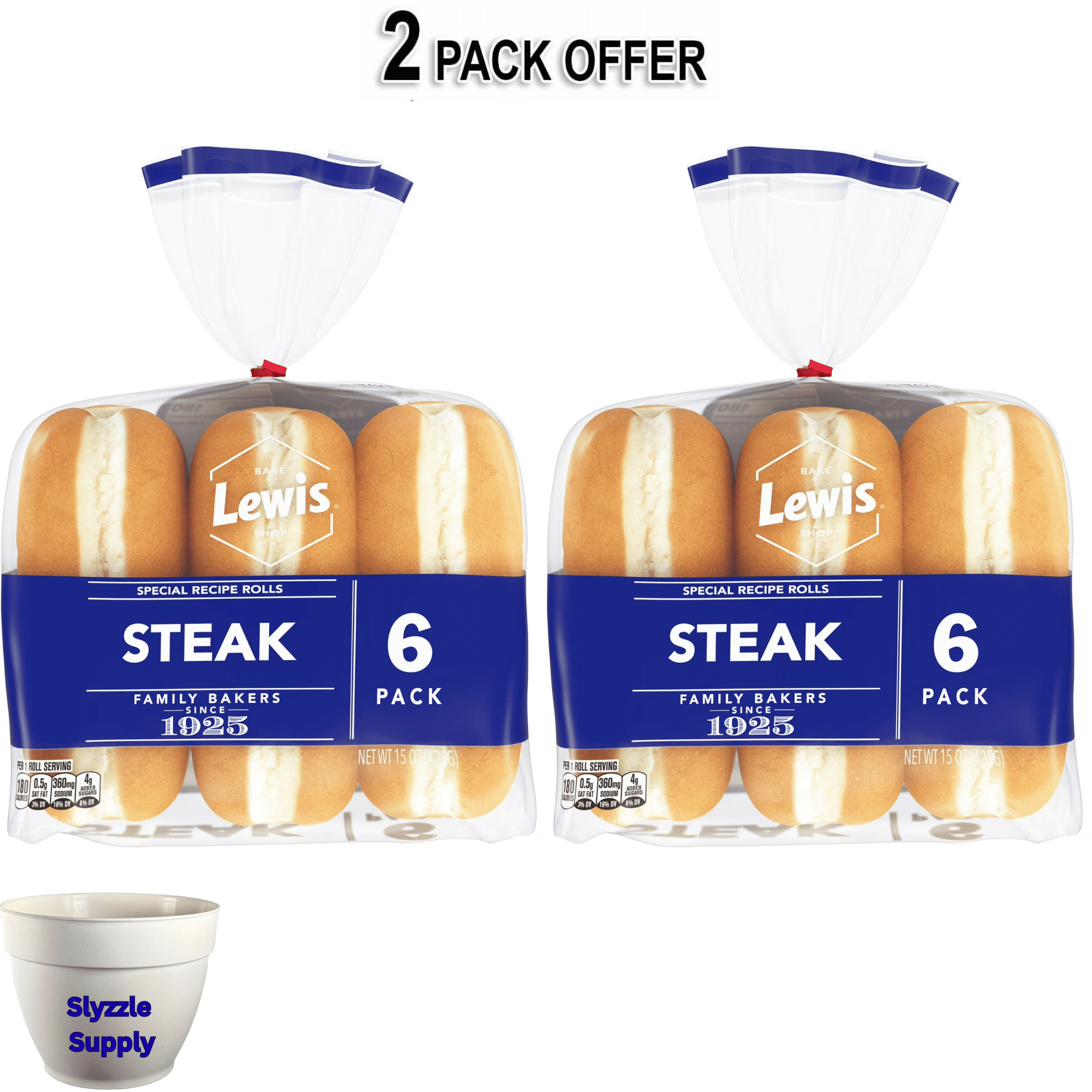 Lewis Bake Shop White Steak Rolls, 15 oz, 6 Count - Walmart.com