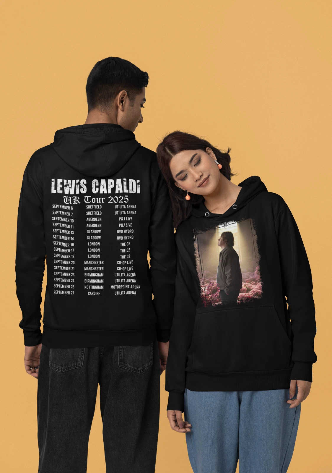 Lewis Capaldi UK Tour 2025 Hoodie Concert Merch Front & Back Fan Gift ...