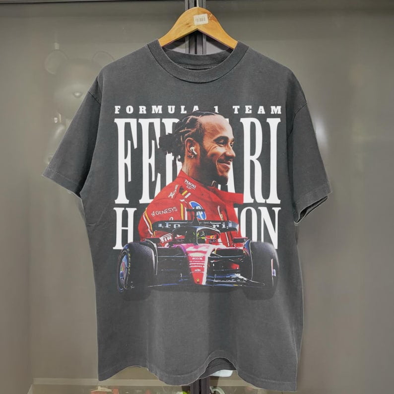 Lewis Hamilton Ferrari F1 Cotton Crew Neck Tee, Vintage Motorsport ...