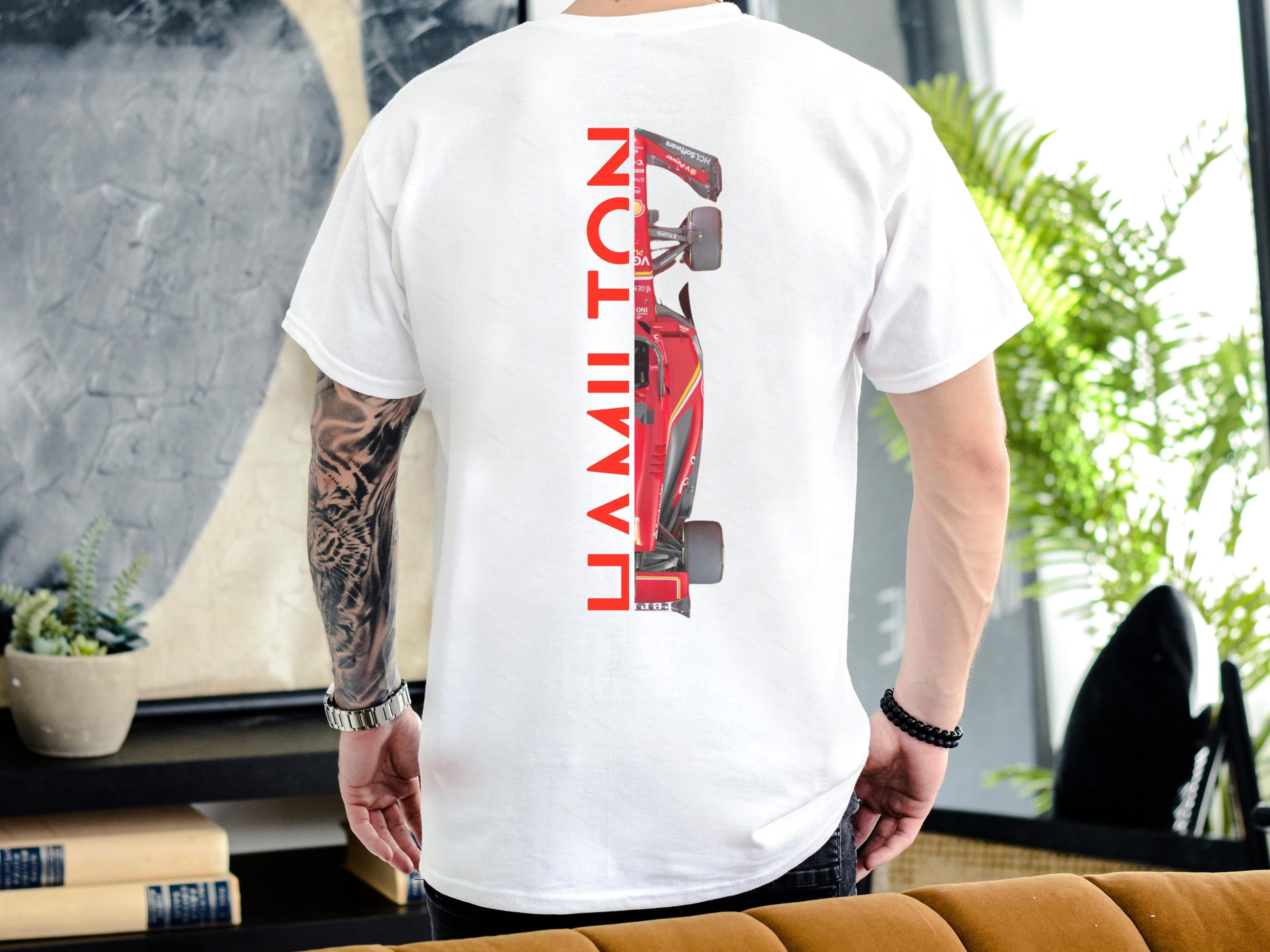 Lewis Hamilton Ferrari F1 Shirt, Hamilton 44 Design, Ferrari Tee, F1 ...