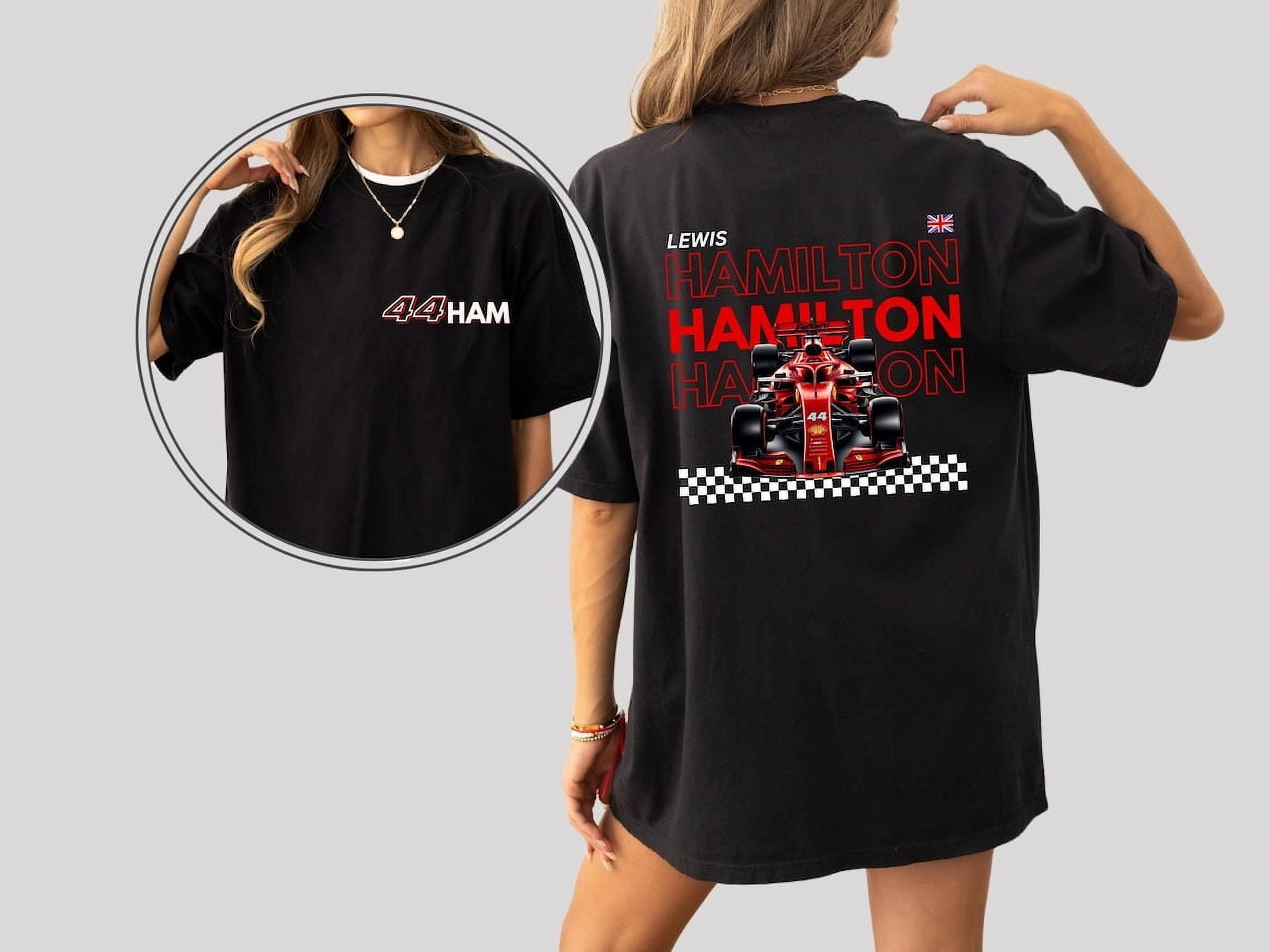 Lewis Hamilton LH44 Ferrari F1 Tee: Unisex T-shirt 2 Side For Fan ...