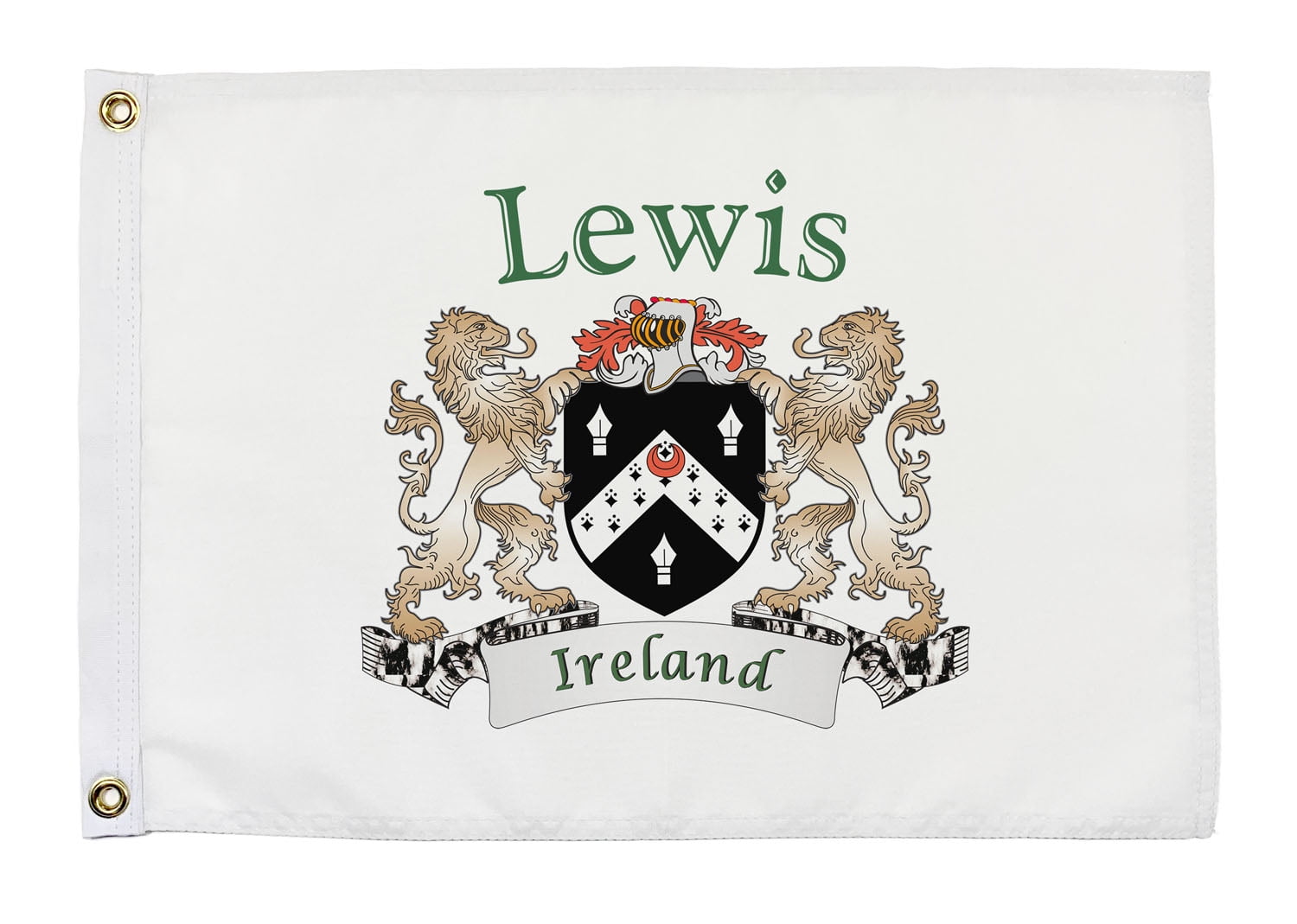 Lewis Irish Coat of Arms Small White Flag - 16"x10.5" inches - Walmart.com