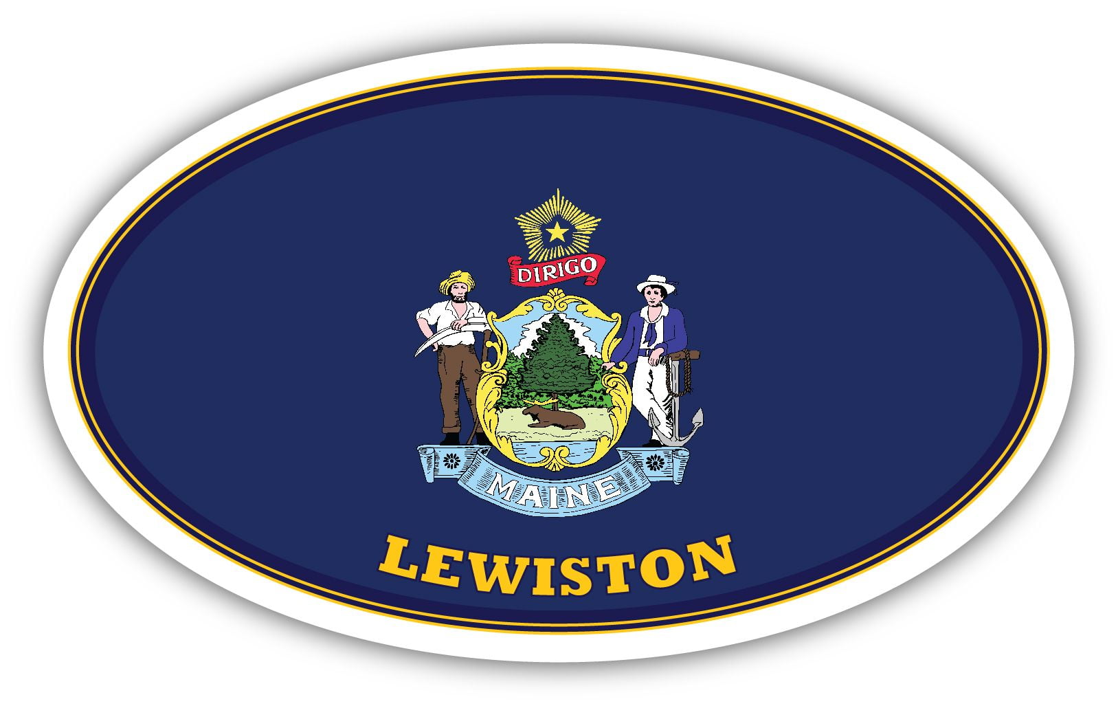 Lewiston City Maine State Flag | ME Flag Androscoggin County Oval State ...