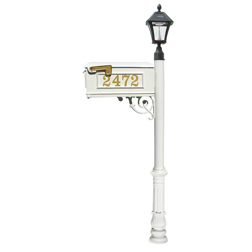 Lewiston LMCV-700-SL-WHT Mailbox Post System with Ornate Base & Bayview ...