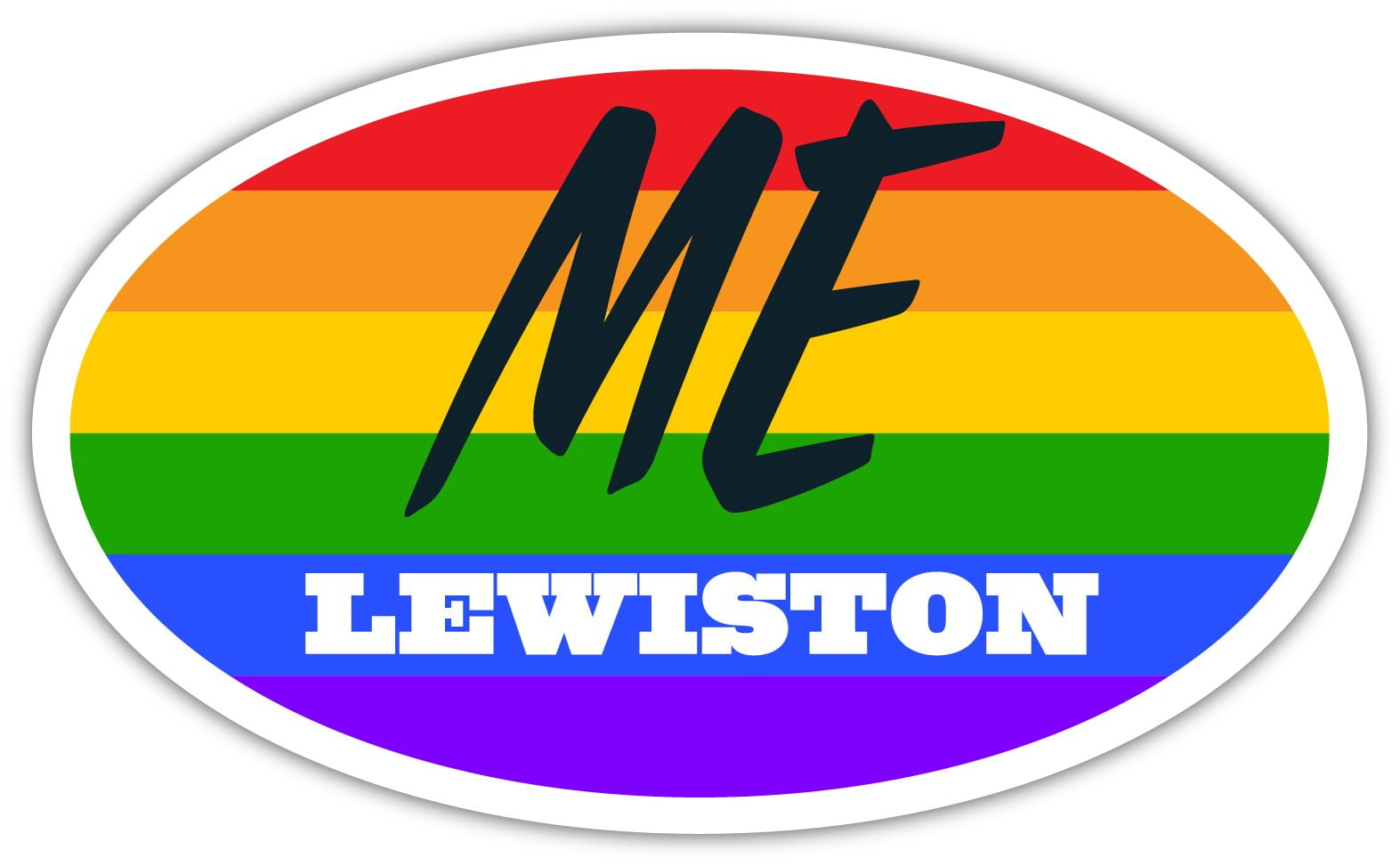 Lewiston ME Maine Androscoggin County Rainbow Pride Flag 6 Stripes ...
