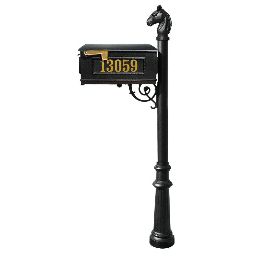 Lewiston LMCV-801-BL Mailbox Post System with Fluted Base & Horsehead ...