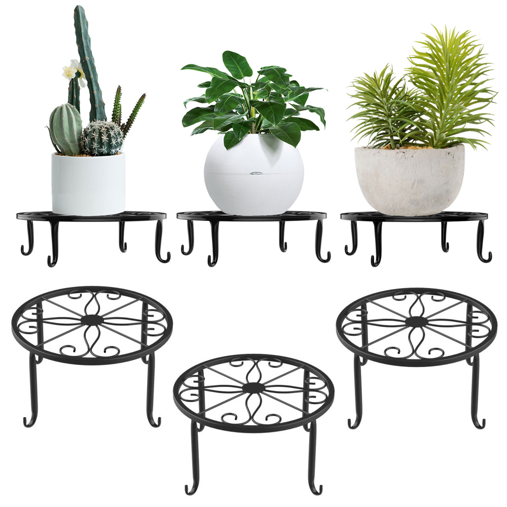 Topcobe 4 Potted Plant Stand, Indoor/ Outdoor Metal Rustproof Iron ...