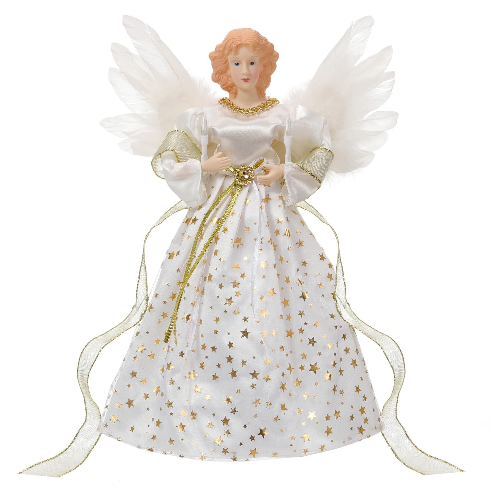 Lewondr Christmas Tree Topper Angel, 12" Lighted Angel Tree Topper with ...