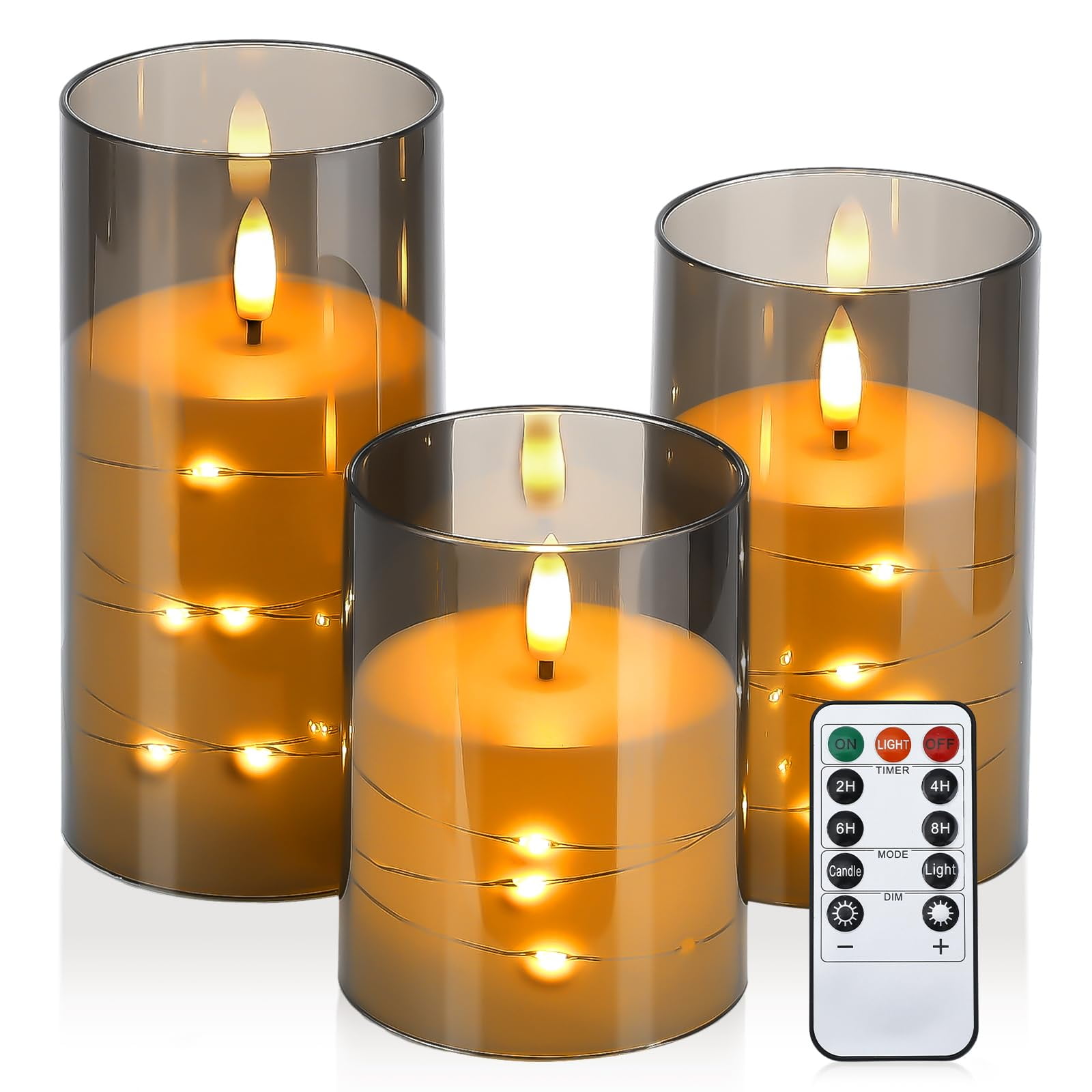 Lewondr Flickering Flameless Candles, Realistic LED Candles with Remote ...