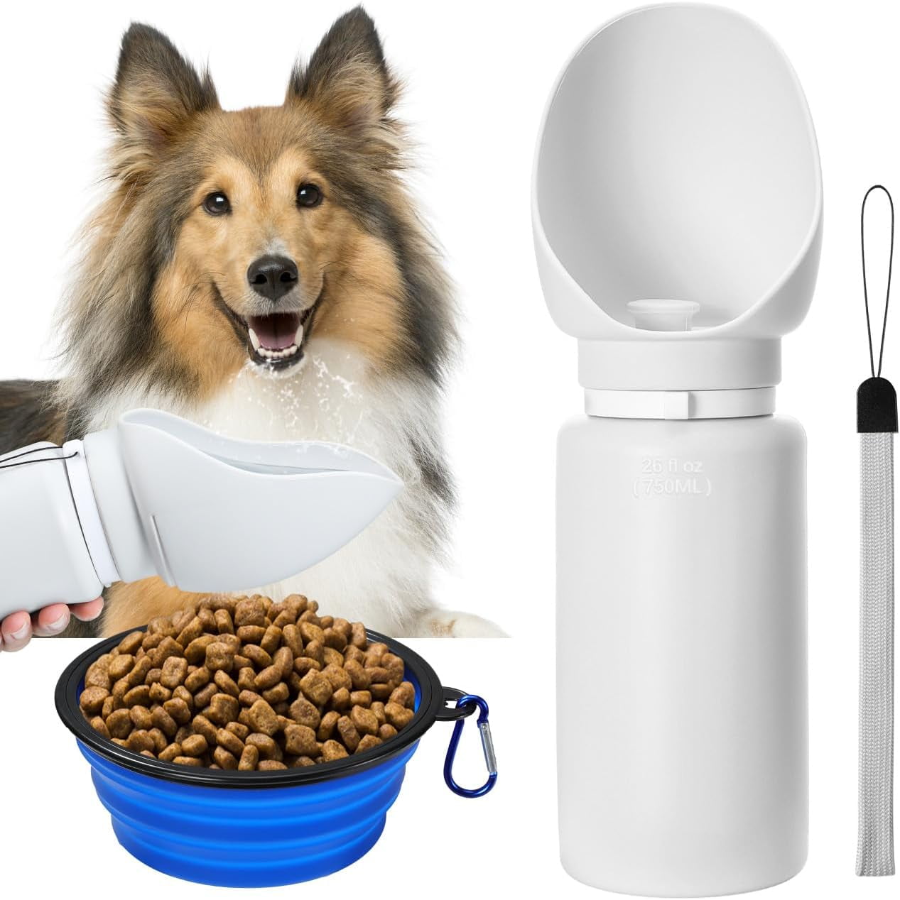 Lewondr Portable Dog Water Bottle, Food Grade Silicone Dog Travel Water ...