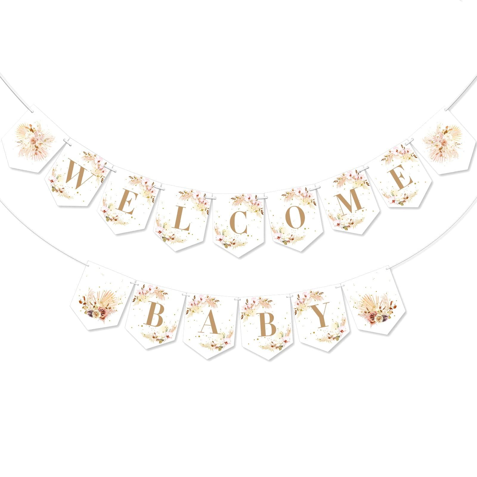 Lewtemi 1 Set Welcome Banner Paper Boho Shower Bunting Banner Floral ...