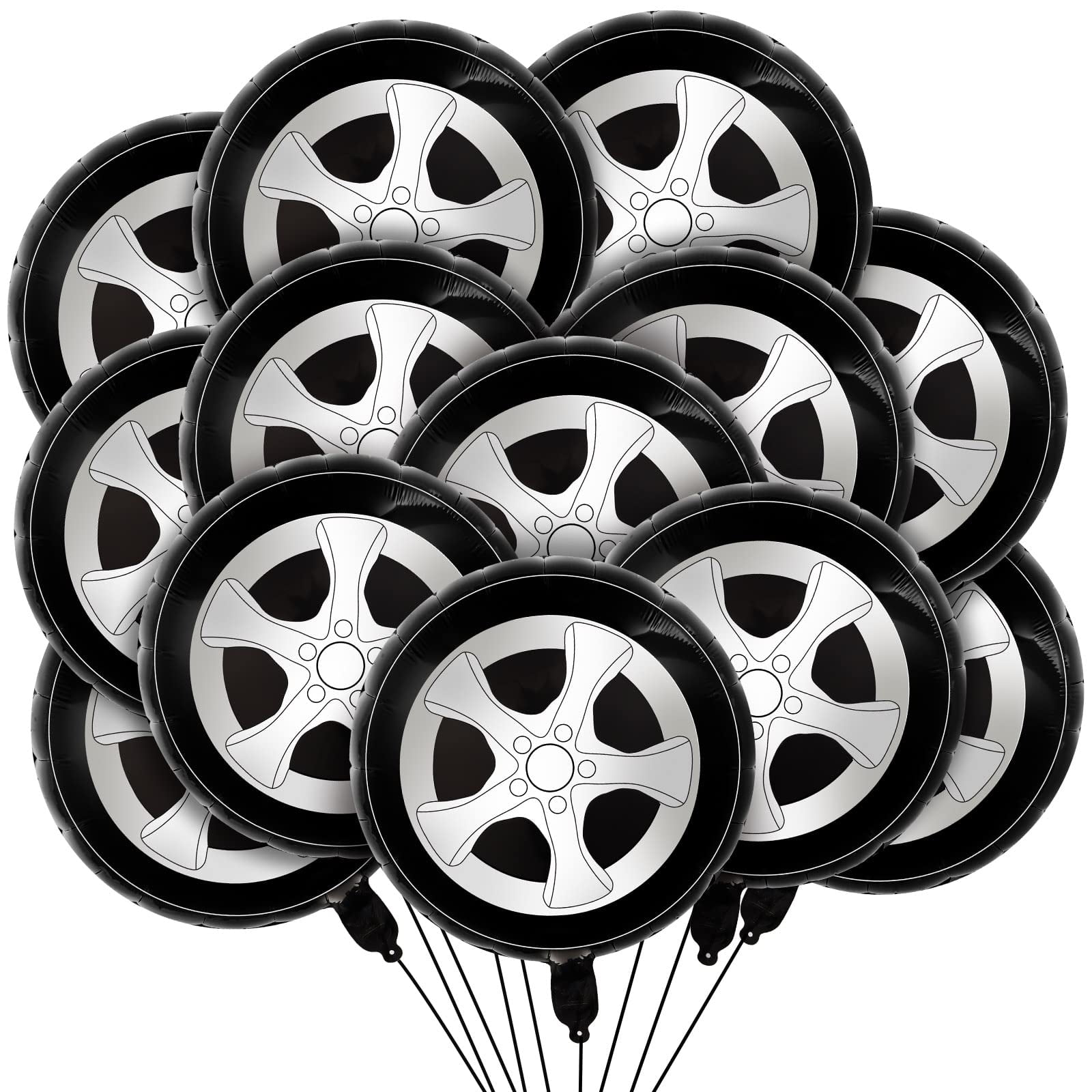 Lewtemi 12 Pcs FEV6 Wheel Balloons 18 Inch Race Car Tire Balloons Race ...