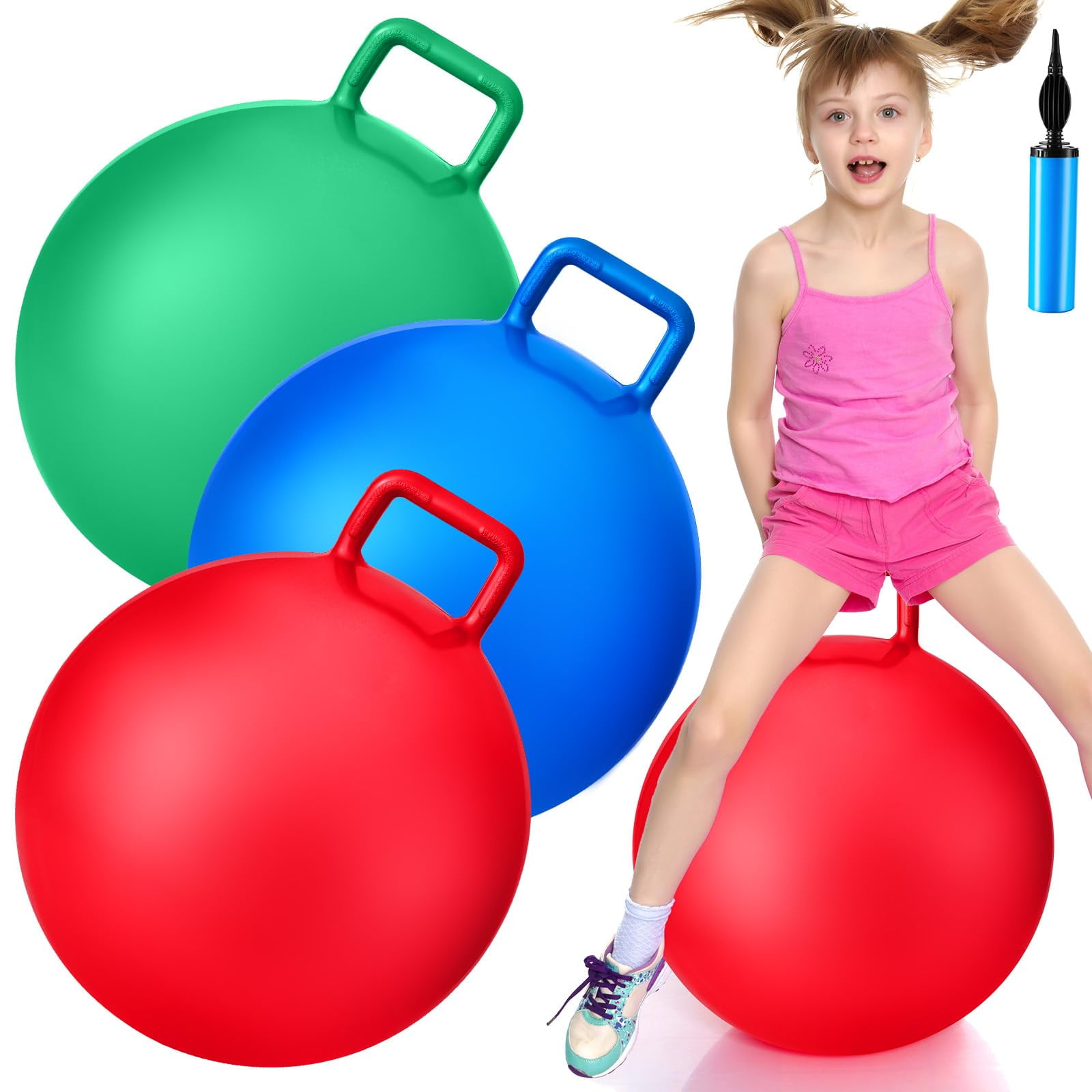 Lewtemi 3 Pcs 22 Inch Bouncing Ball with Handle, Outdoors Hopper ...