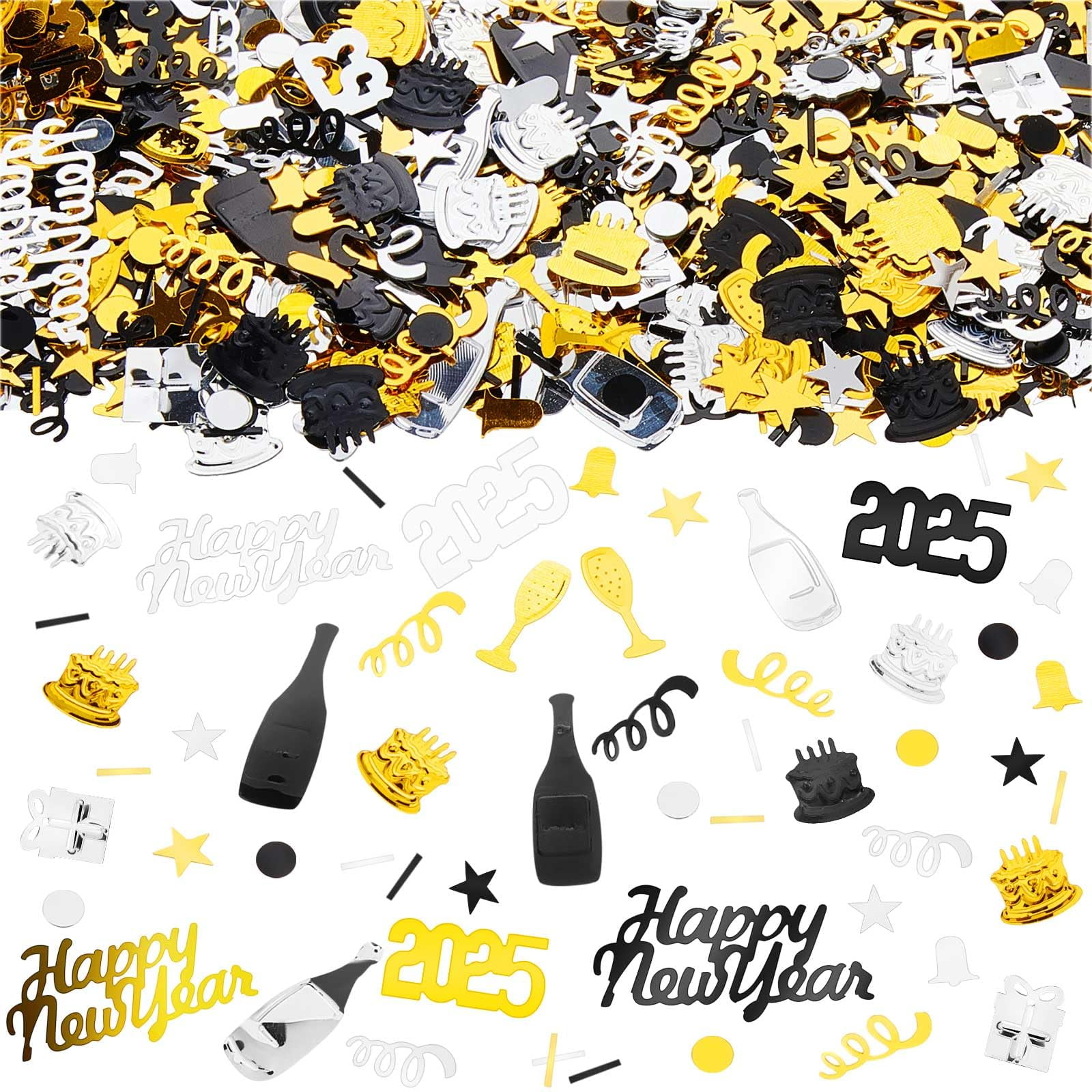 Lewtemi 3000 Pcs 2025 New Years Confetti Shinny 2025 Happy New Year ...