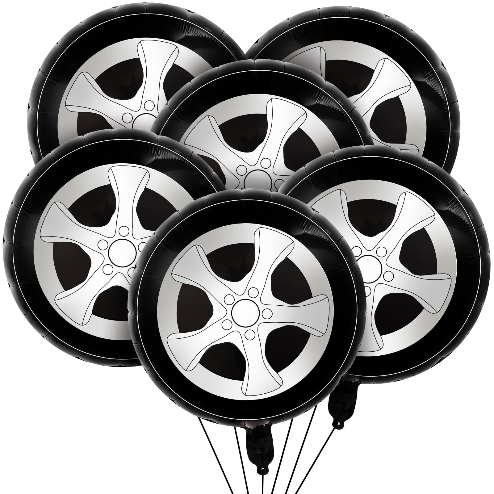 Lewtemi 6 Pcs Wheel Tire Balloons NSD3 18 Inch Race Car Balloons Race ...