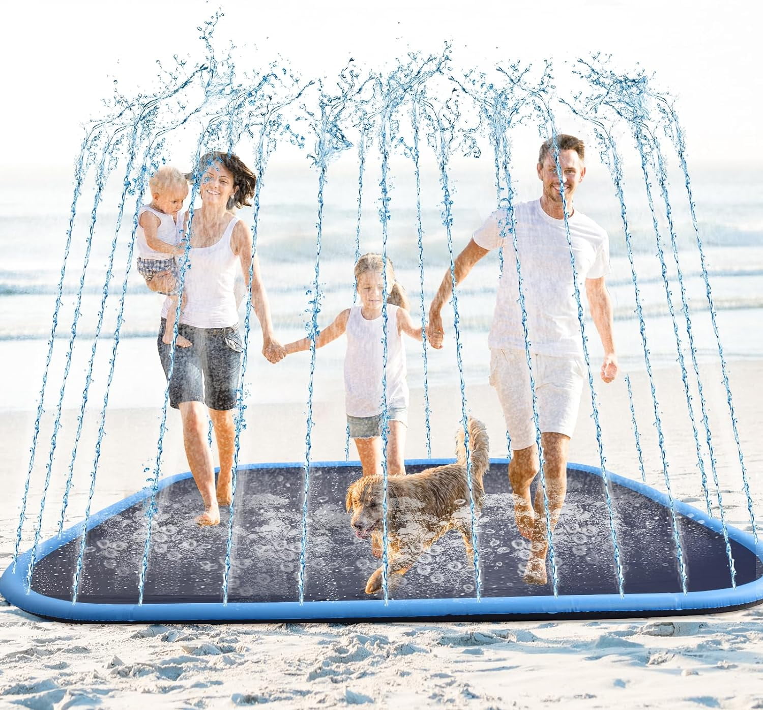 Lewtemi 8 ft Giant Non Slip Splash Pad 96" for Adult and Dog, Thicken ...