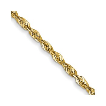 Lex & Lu 14k Yellow Gold 1.5mm D/C extra-Light Rope Chain Necklace or ...