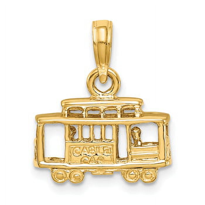 Lex & Lu 14k Yellow Gold Solid Polished 3D Trolley Car Pendant ...