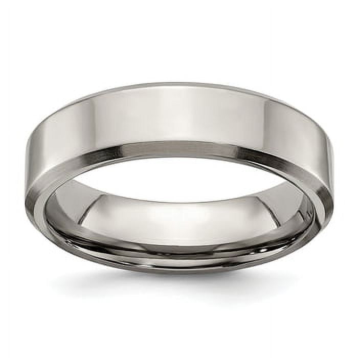 Lex & Lu Chisel Titanium Beveled Edge 6mm Brushed & Polished Band Ring ...