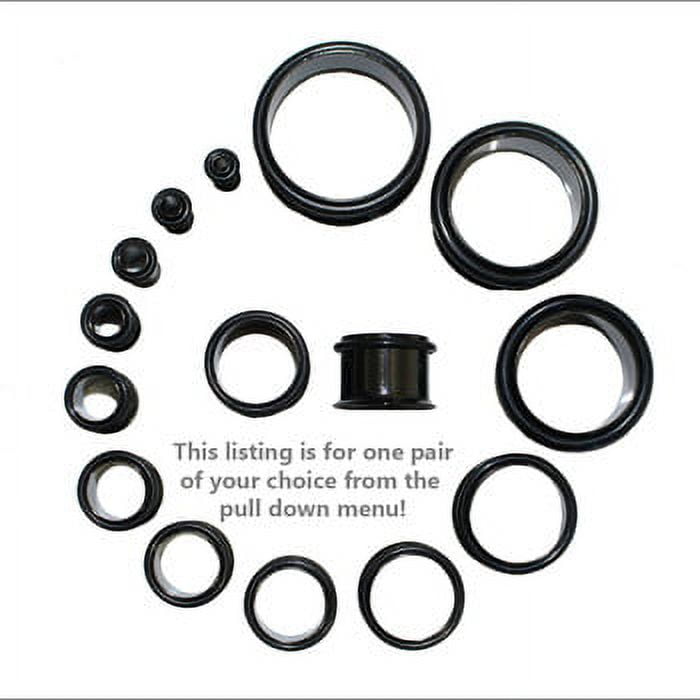 Lex & Lu Pair of Steel Black Single Flare Tunnel Plugs 8 Gauge Thru 1 ...