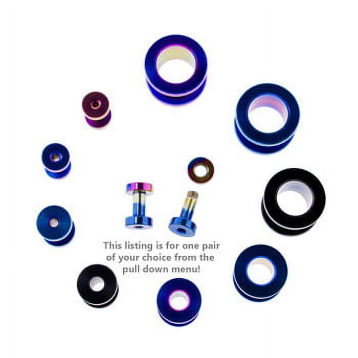 Lex & Lu Pair of Steel Plated Tunnel Plug Ear Gauges w/Threaded Side ...