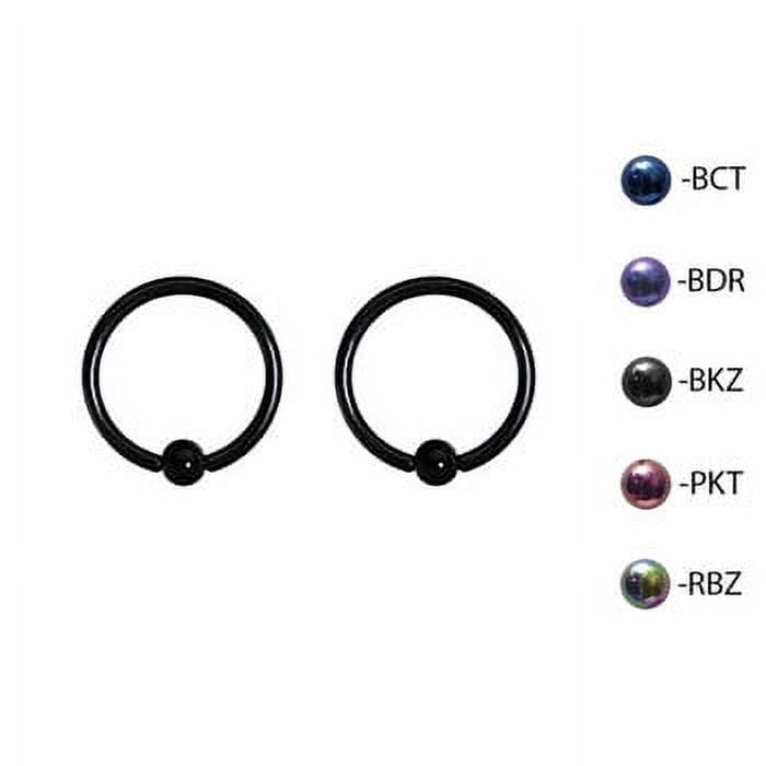 Lex & Lu Pair of Titanium Captive Bead Ring CBR Hoop Earrings 18-14 ...