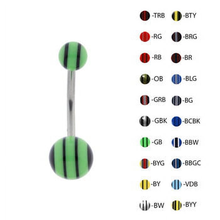 Lex & Lu Steel Curved Barbell NeonLayered Navel BellyButton Ring Body ...