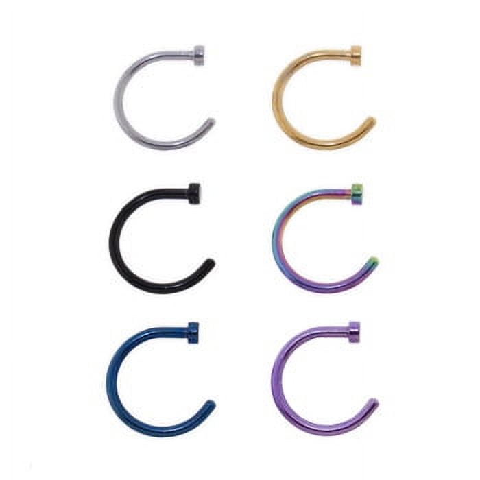 Lex & Lu Steel Open Nose Ring Hoop Earring Piercing 20 Gauge 3/8 ...