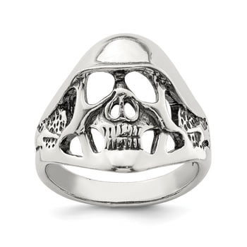 Lex & Lu Sterling Silver Antiqued Skull Ring LAL124092 - Walmart.com