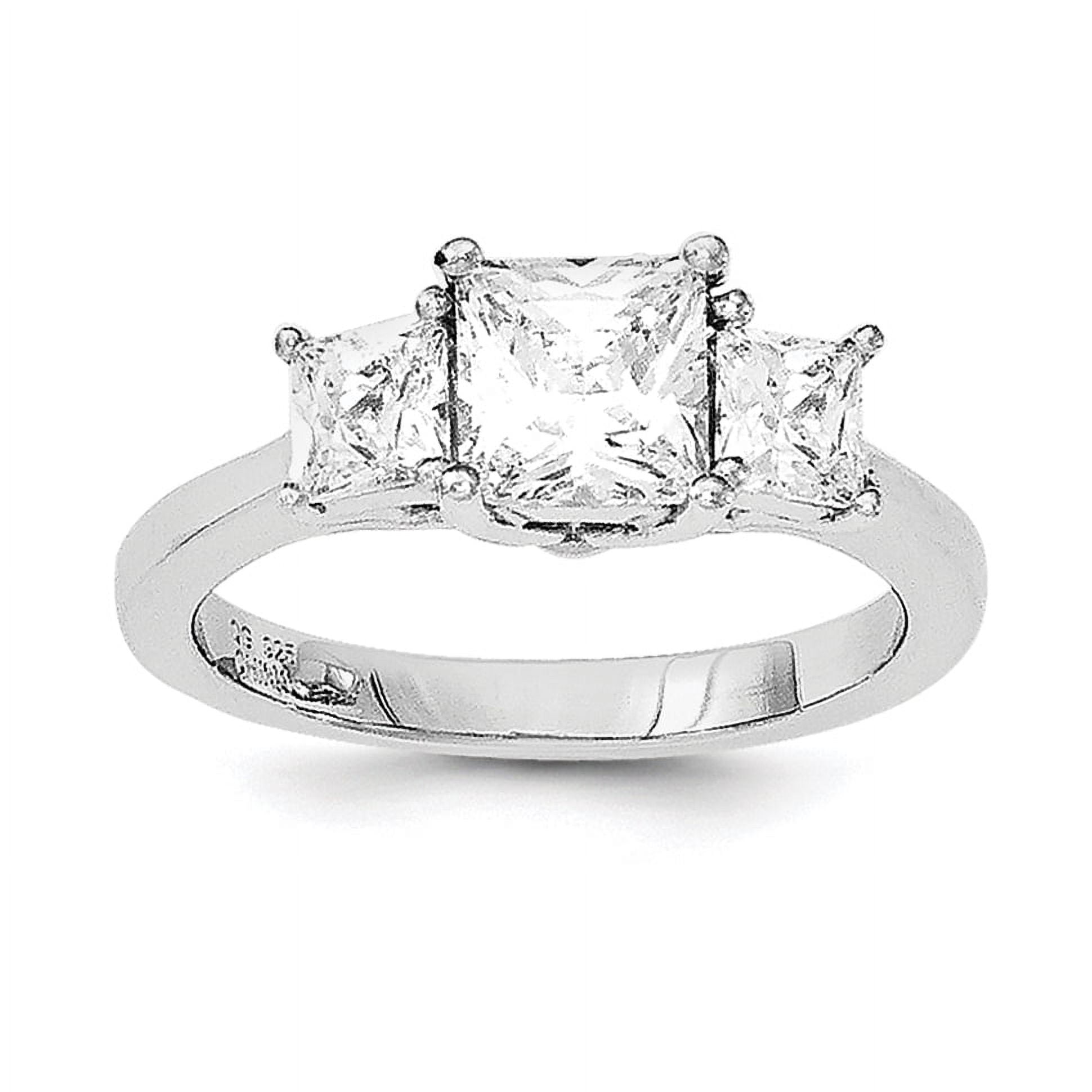 Lex & Lu Sterling Silver & CZ 3 Stone Ring - Walmart.com