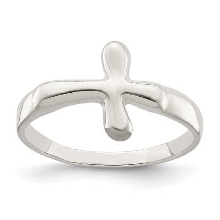 Lex & Lu Sterling Silver Horizontal Tiny Freeform Cross Ring - Walmart.com