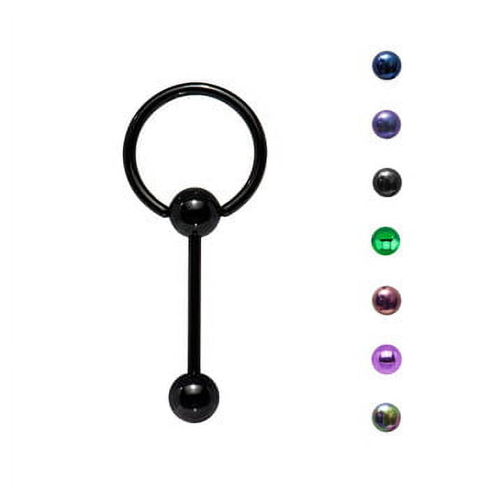 Lex & Lu Titanium Straight Barbell Tongue Ring w/Enslaved End 14 Thru ...