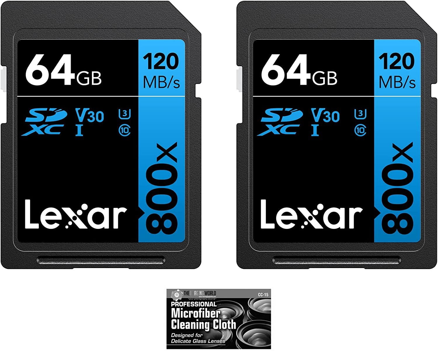 Lexar 64GB Professional 800x SDXC Class 10 UHS-I/U3 Memory Card 2-Pack ...