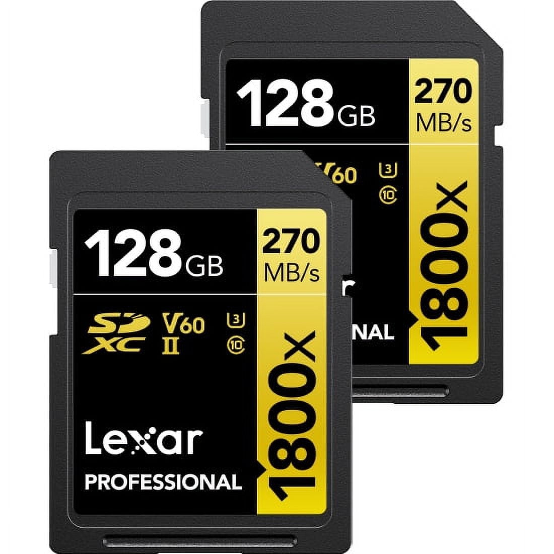 Lexar GOLD Series Professional 1800x 128GB UHS-II SDXC Memory Card, 2 ...