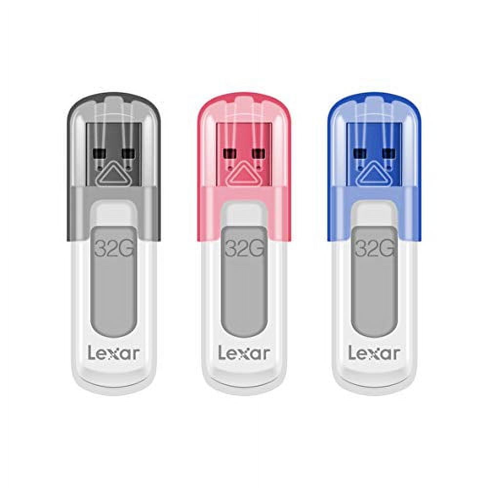 Lexar JumpDrive V100 32GB USB 3.0 Flash Drive, 3-Pack Gray, Pink, Blue ...