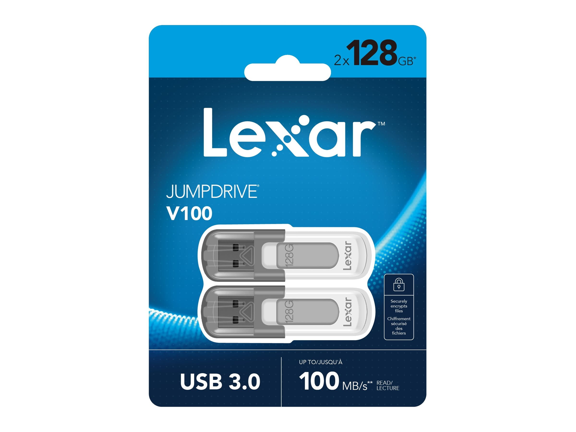 Lexar® JumpDrive V100 USB 3.0 Flash Drives, 128GB, Gray, Pack Of 2 ...