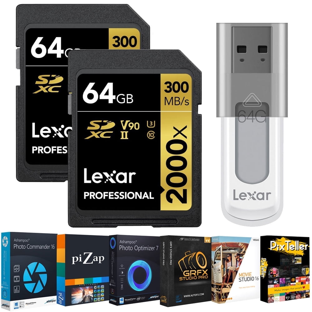 Lexar LSD2000064G-BNNNU Professional 2000x 64GB SDXC UHS-II Memory Card ...