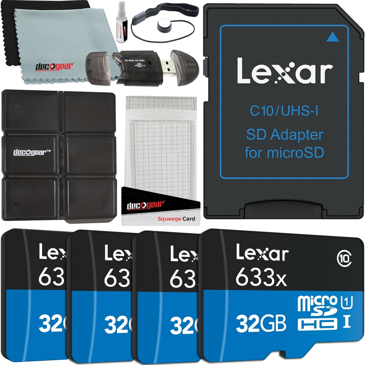 Lexar Pack of 4 High-Performance 633x 32GB (128GB Total) MicroSDHC UHS ...