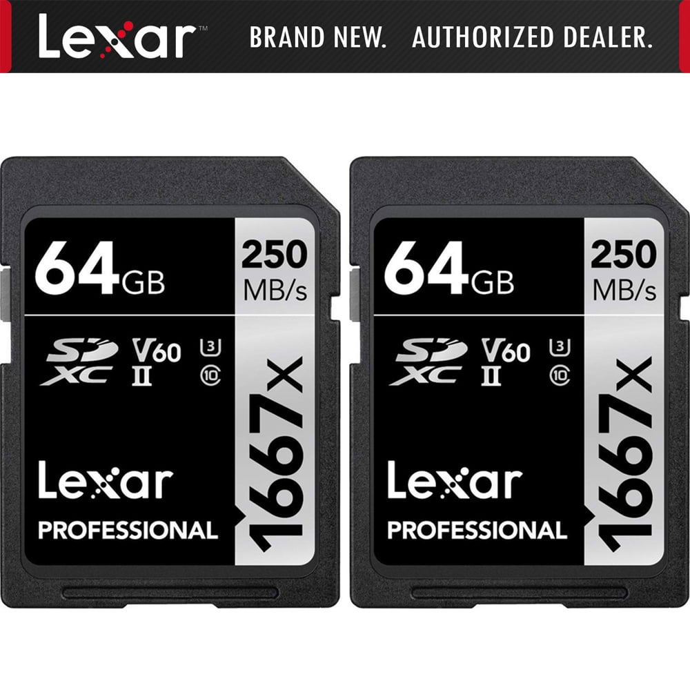 Lexar Professional SDHC / SDXC 1667x UHS-II 64GB Memory Card 2 Pack ...