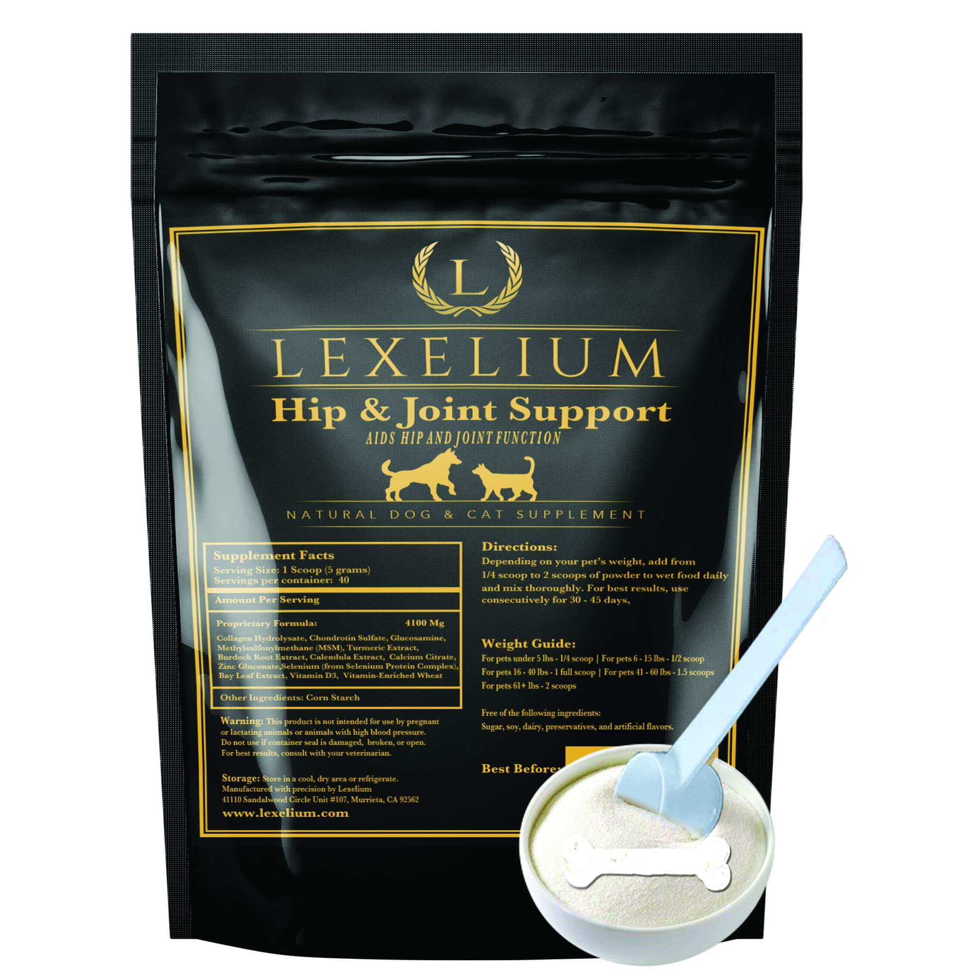 Lexelium Joint Supplement for Dogs & Cats - Chondroitin Sulfate ...