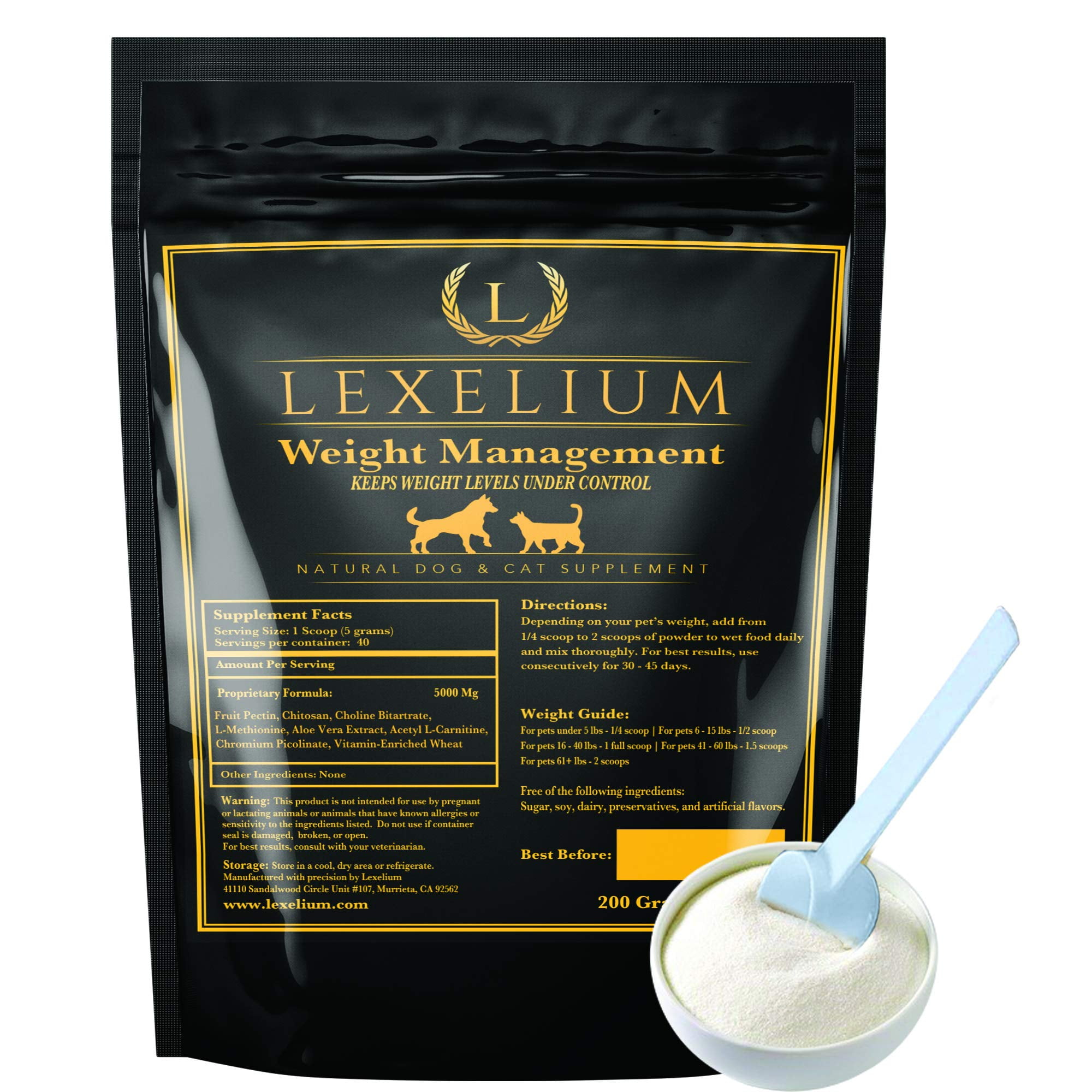 Lexelium Organic Weight Management Supplement for Cats & Dogs | 100% ...