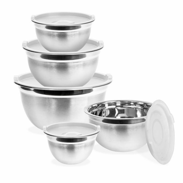 Lexi Home 10 Pc Stainless Steel Nesting Mixing Bowl Set - White ...