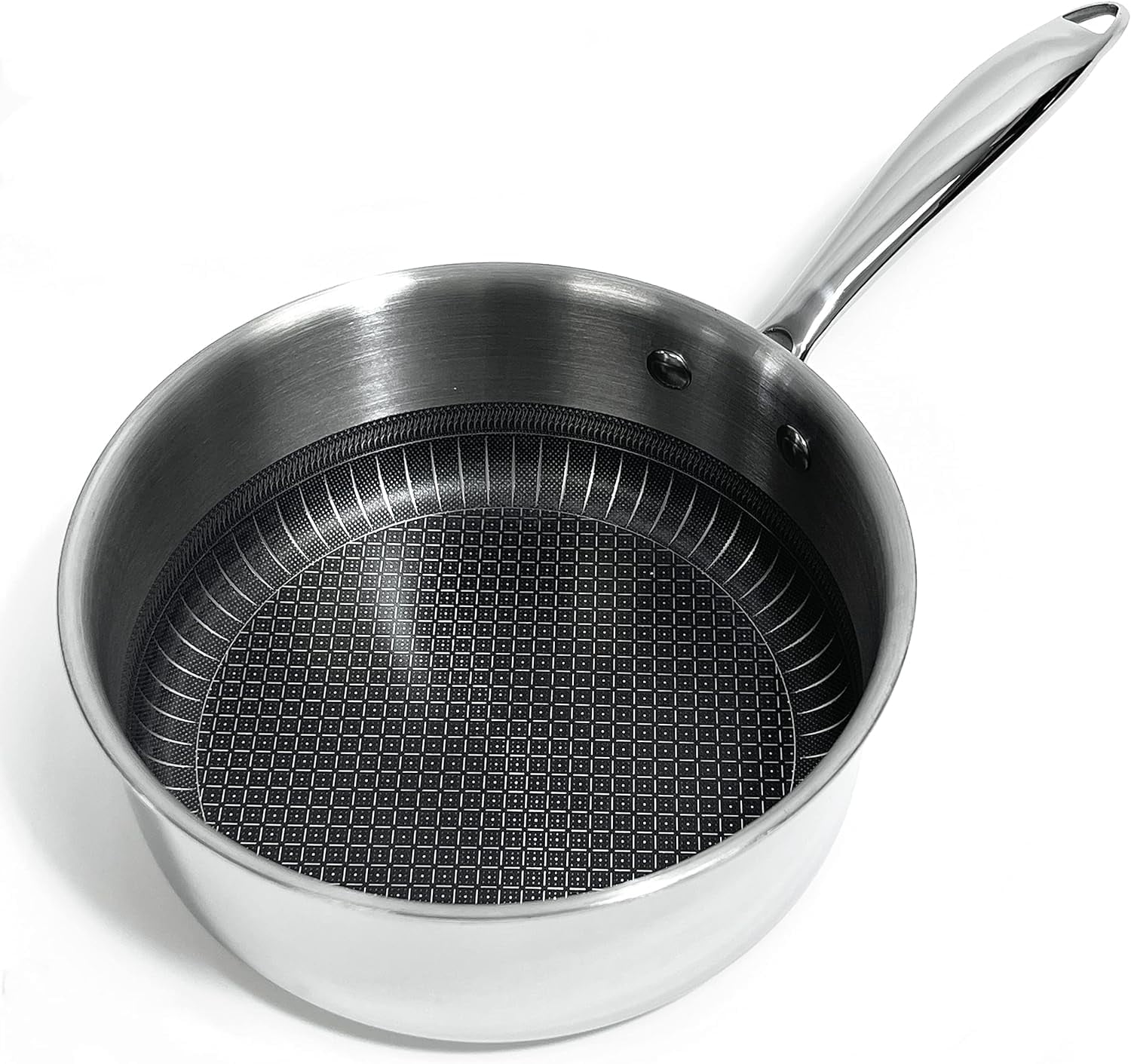 Lexi Home 2.7-Quart Diamond Tri-Ply Non Stick Sauce Pan Stainless Steel ...