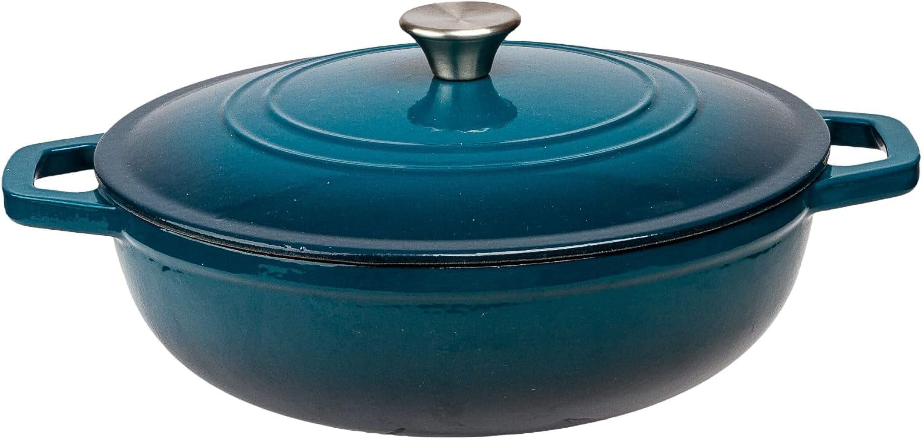Lexi Home 5-Qt Blue Enameled Ceramic Coated Cast Iron Dutch Oven with ...