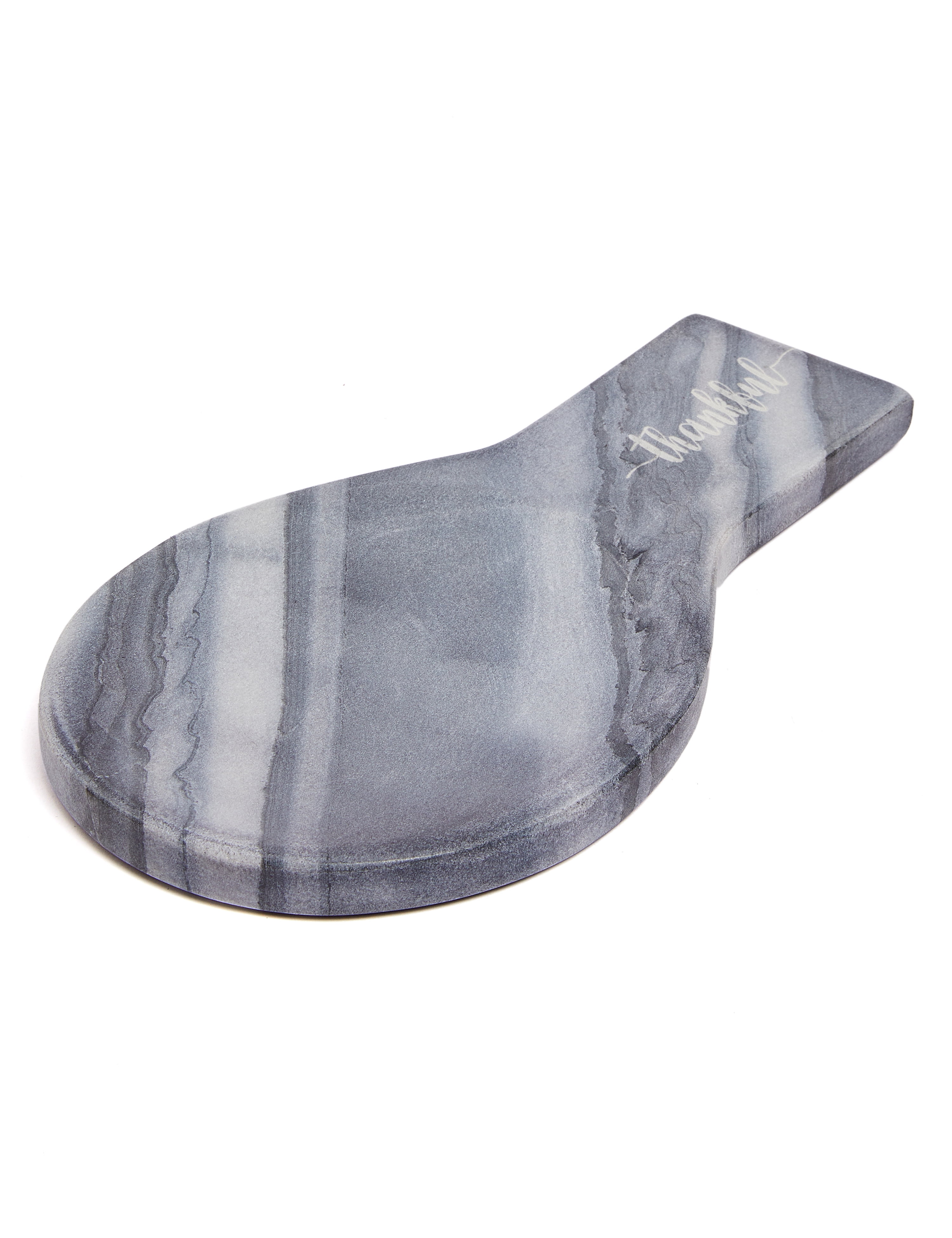 Lexi Home Real Marble Decor Spoon Rest - Grey with Thankful Design ...