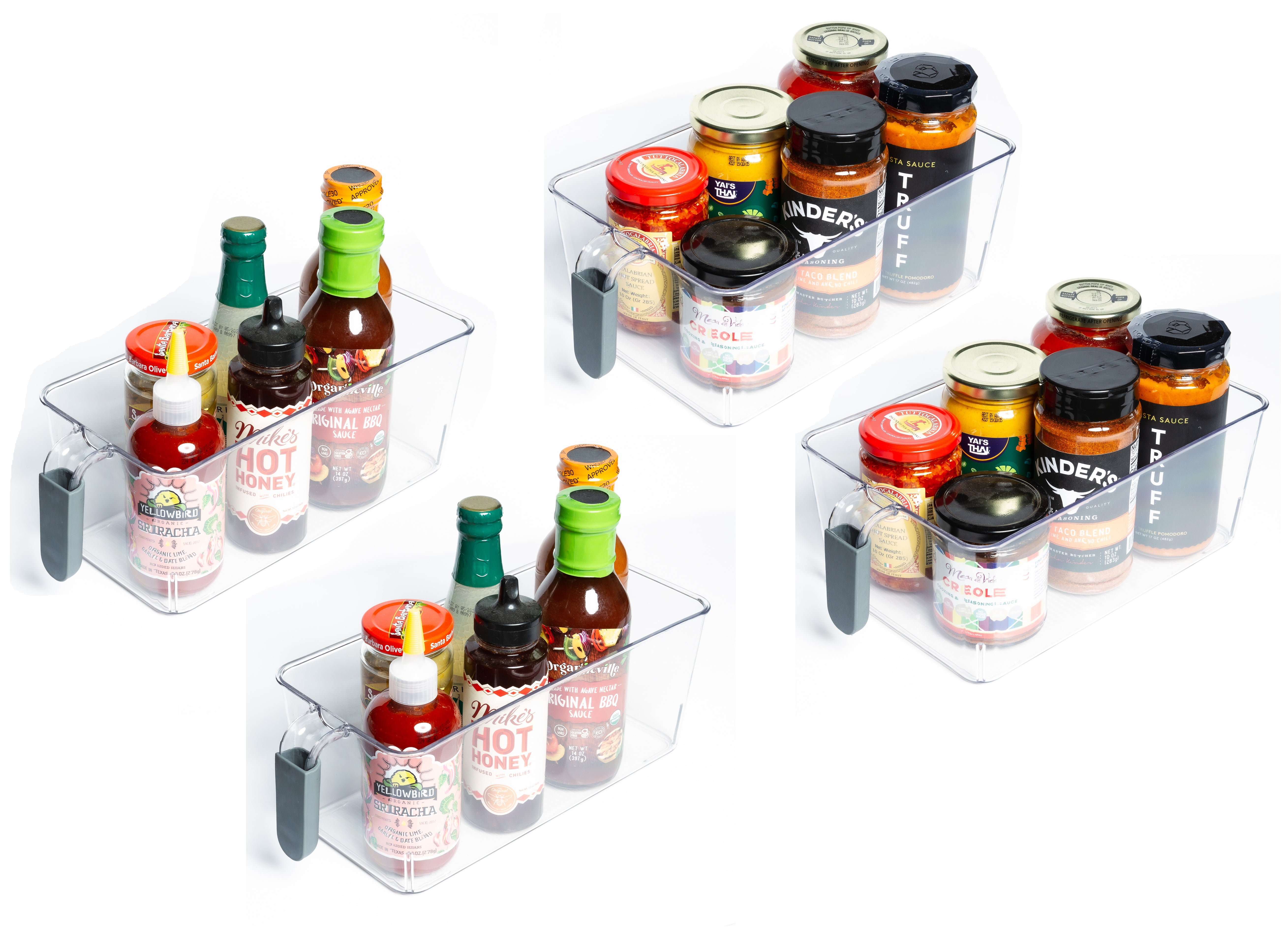 Lexi Home Refrigerator Acrylic Storage with Handle Set of 4 - Walmart.com