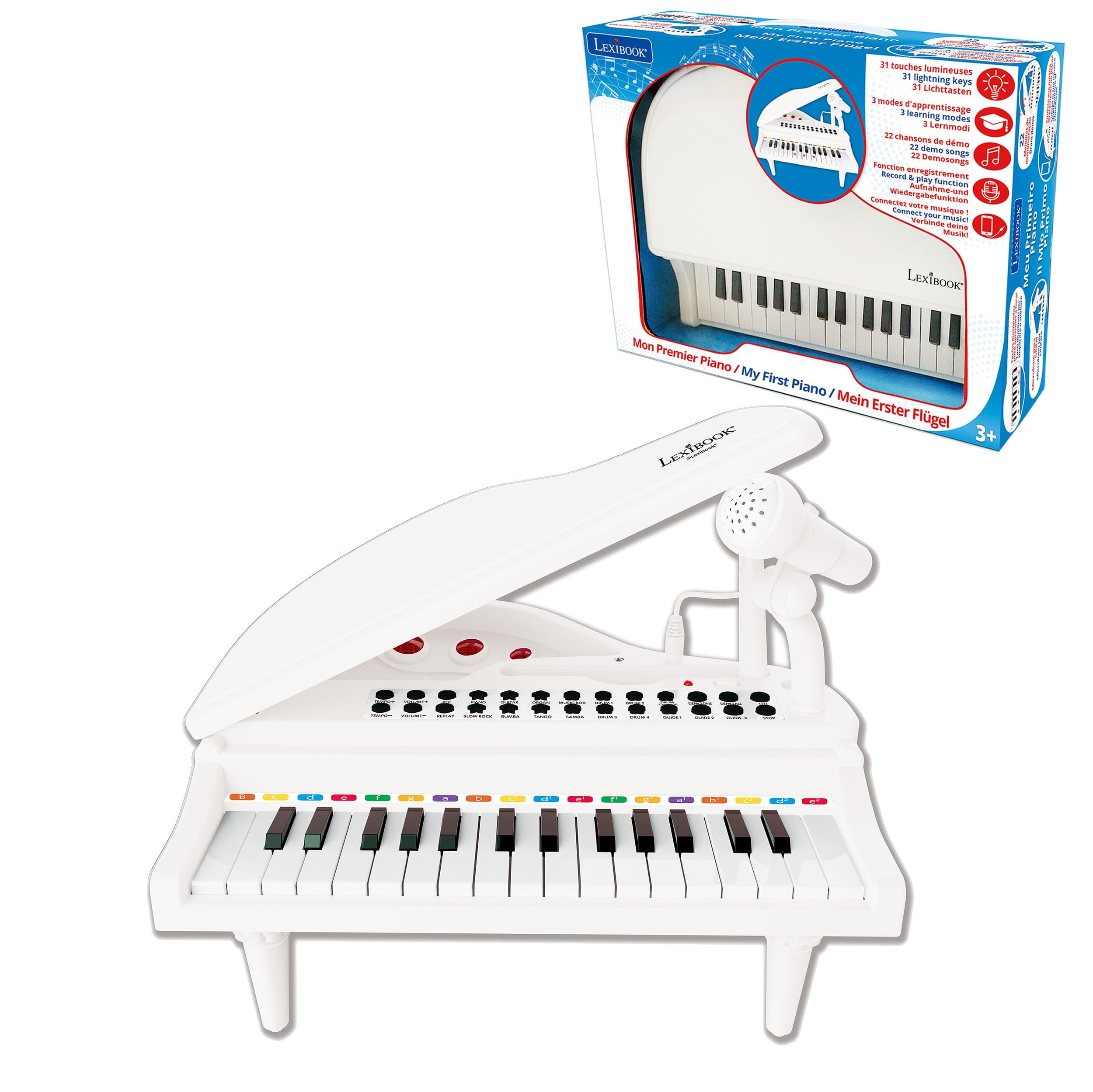 Lexibook Mini electronic piano with feet, mic, 31 lighting keys to ...