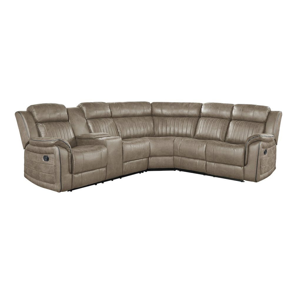 Lexicon 3-Piece Modern Wood and Microfiber Reclining Sectional in Sandy ...