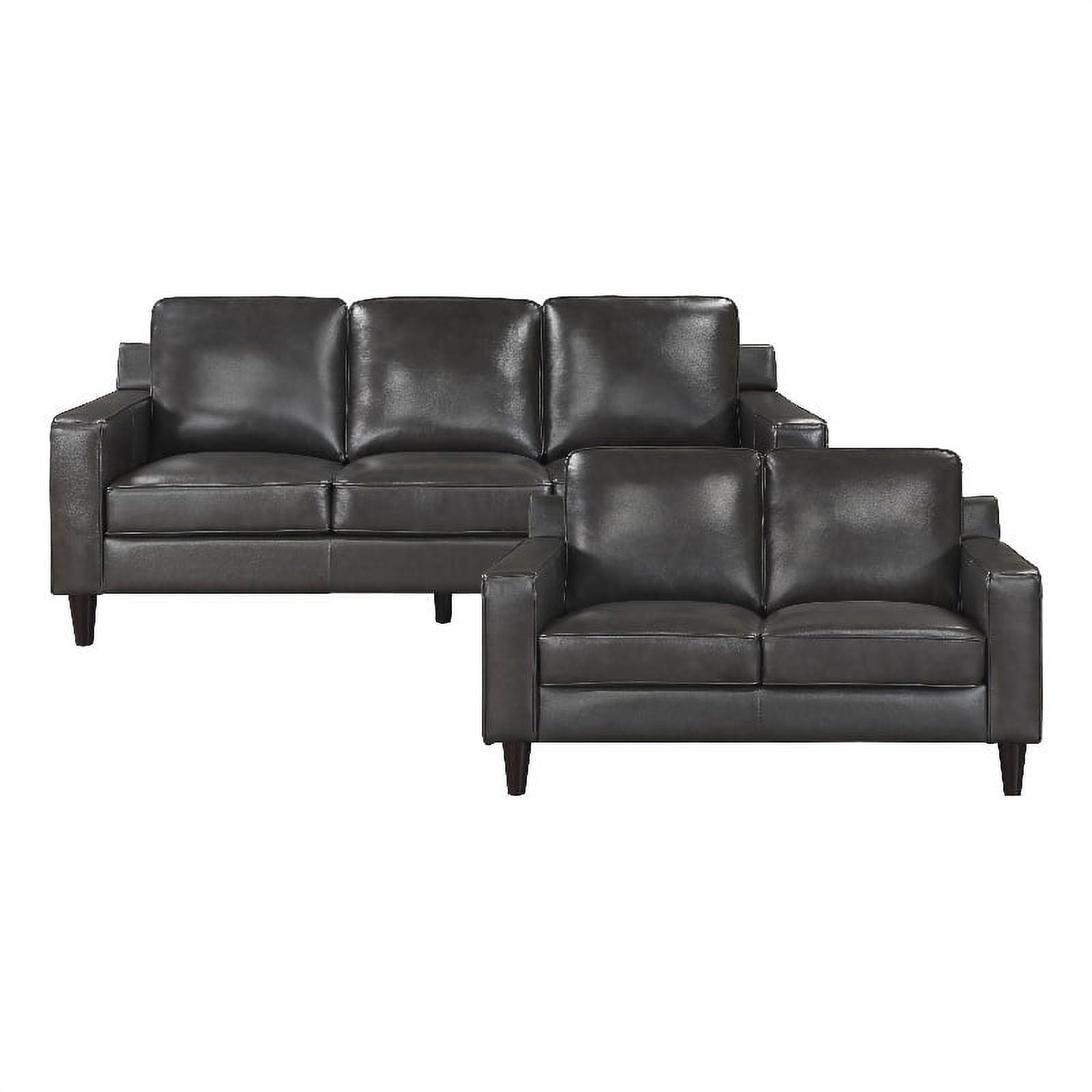 Lexicon Aldrich 2-Piece Leather Sofa Set in Gray - Walmart.com