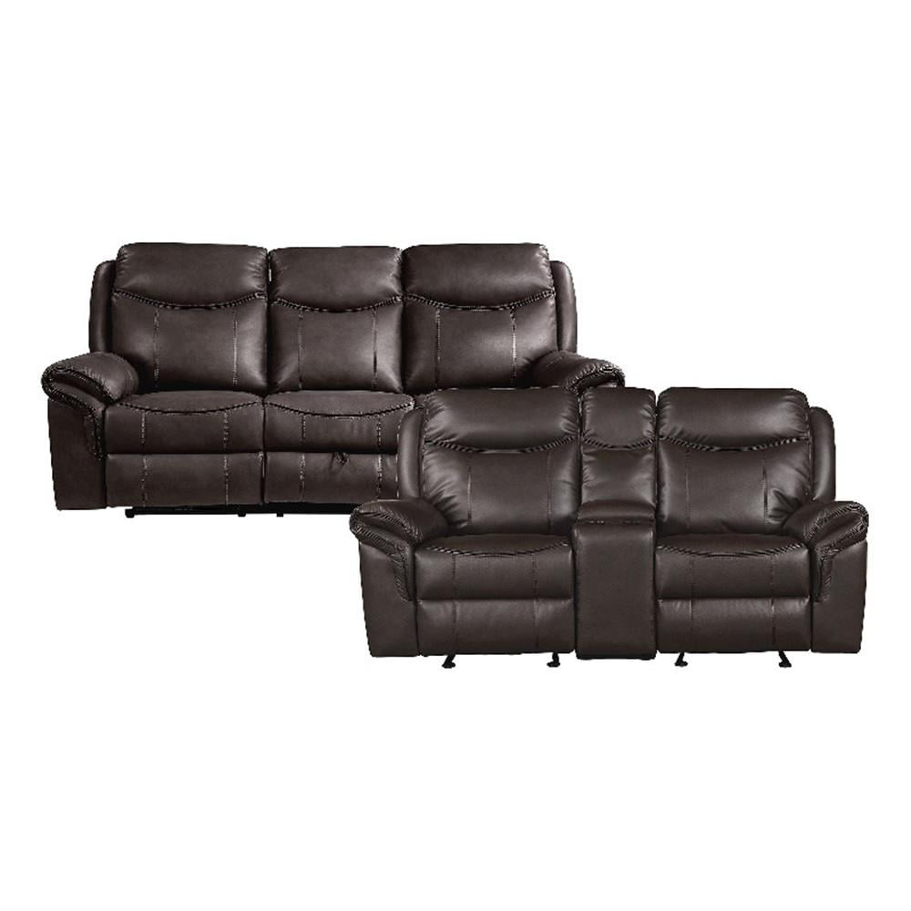 Lexicon Aram Faux Leather 2-Piece Manual Reclining Sofa Set in Dark ...